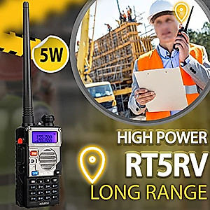Retevis RT-5RV 2 Way Radios Walkie Talkies Long Range,High Power Walkie Talkie,Shock Resistant,Two Way Radio with Charging Station for Industrial(6 Pack)