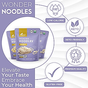 Wonder Noodles Variety Pack - Carb-Free, Keto, Gluten-Free, Kosher, Vegan, Low-Calorie -Organic Konjac Pasta - Spaghetti, Fettuccine, Ziti (14oz Each) Ready to eat in one minute