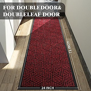 Yimobra Front Door Mat Outside Entrance 72 x 24, Waterproof and Washable Outdoor Mat, Non Slip Rubber Backing, Heavy Duty Welcome Matt for Home Entry Floor Porch Garage Office, Low Profile, Mix Red