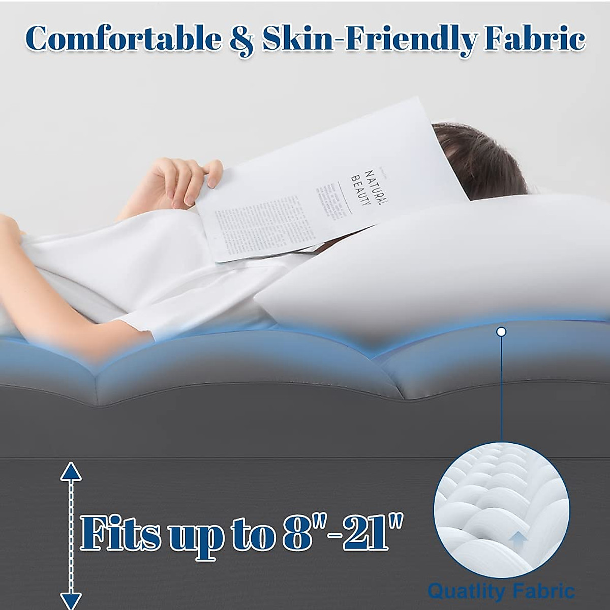 SONORO KATE Mattress Topper, Extra Thick Mattress Protector,Cooling Mattress Pad Cover for Back Pain, Plush & Support Bed Topper Overfilled Down Alternative with 8-21" Deep Pocket (Grey, Queen)