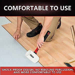 LOZAGU 8 oz Rubber Mallet Hammer, Fiberglass Handle, Rubber Mallet for Flooring, Tent Stakes, Woodworking, Camping, Soft Blow Tasks without Damage
