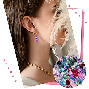 TOAOB 200pcs 8mm Multi Color Crackle Glass Lampwork Beads Round Loose Spacer Beads Craft Supplies for Bracelets Necklaces Jewelry Making