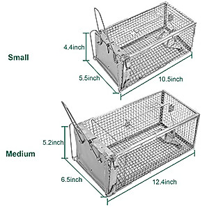 SZHLUX Rat Trap,Mouse Traps Work for Indoor and Outdoor,Small Rodent Animal-Mice Voles Hamsters Cage,Catch and Release(Small), Silver (SZ-SL2614X)