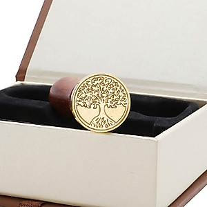 Wax Seal Stamp Set,Yoption 6 Pieces Plant Series Sealing Wax Stamp Heads + 1 Wooden Hilt, Vintage Seal Wax Stamp Kit with Gift Box (Sunflower+Tree of Life+Bee+with Love+Rosemary+Leaves)