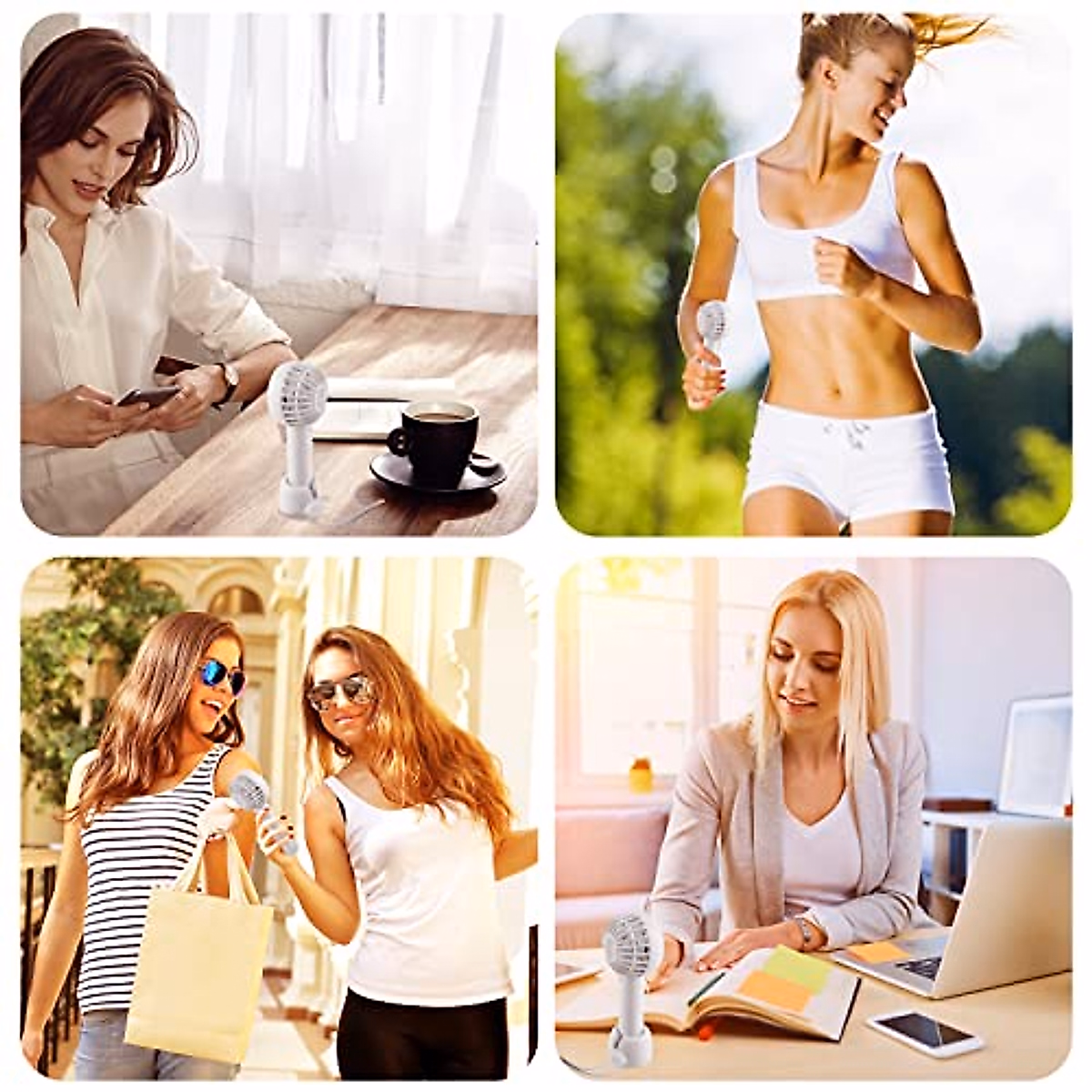 YOSHENMO MINI Portable Handheld Fan, 3 Speed Dual Motor USB Charging Personal Fan, Small Makeup Eyelash Fan ,Summer Gift for Kids Women Men Outdoor Travel Camping (Milky)