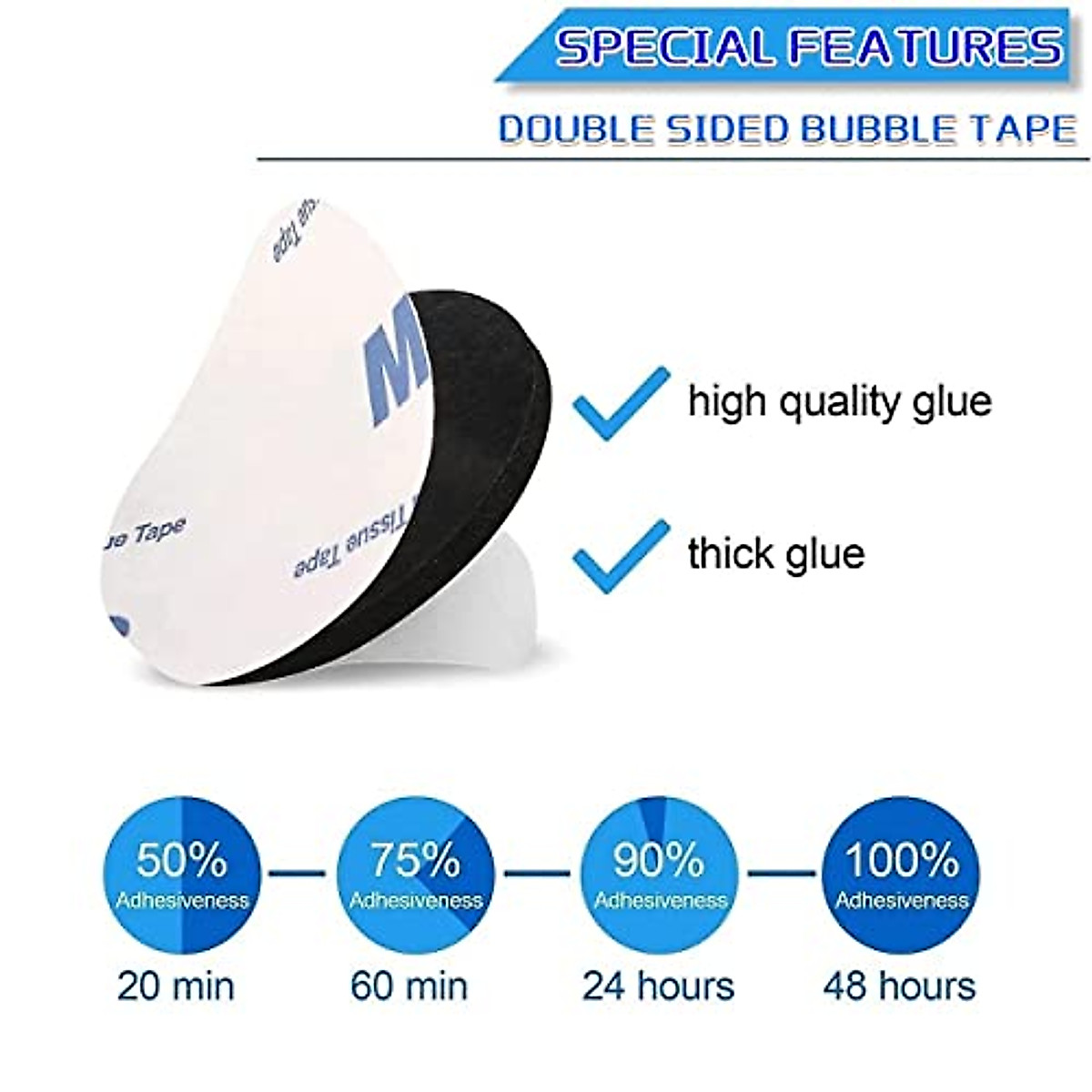 leiwo 50Pcs Heavy Duty Double Sided Foam Tape Strong Pad Mounting Adhesive Tape,Black Self-Adhesive Tape Include Square Round