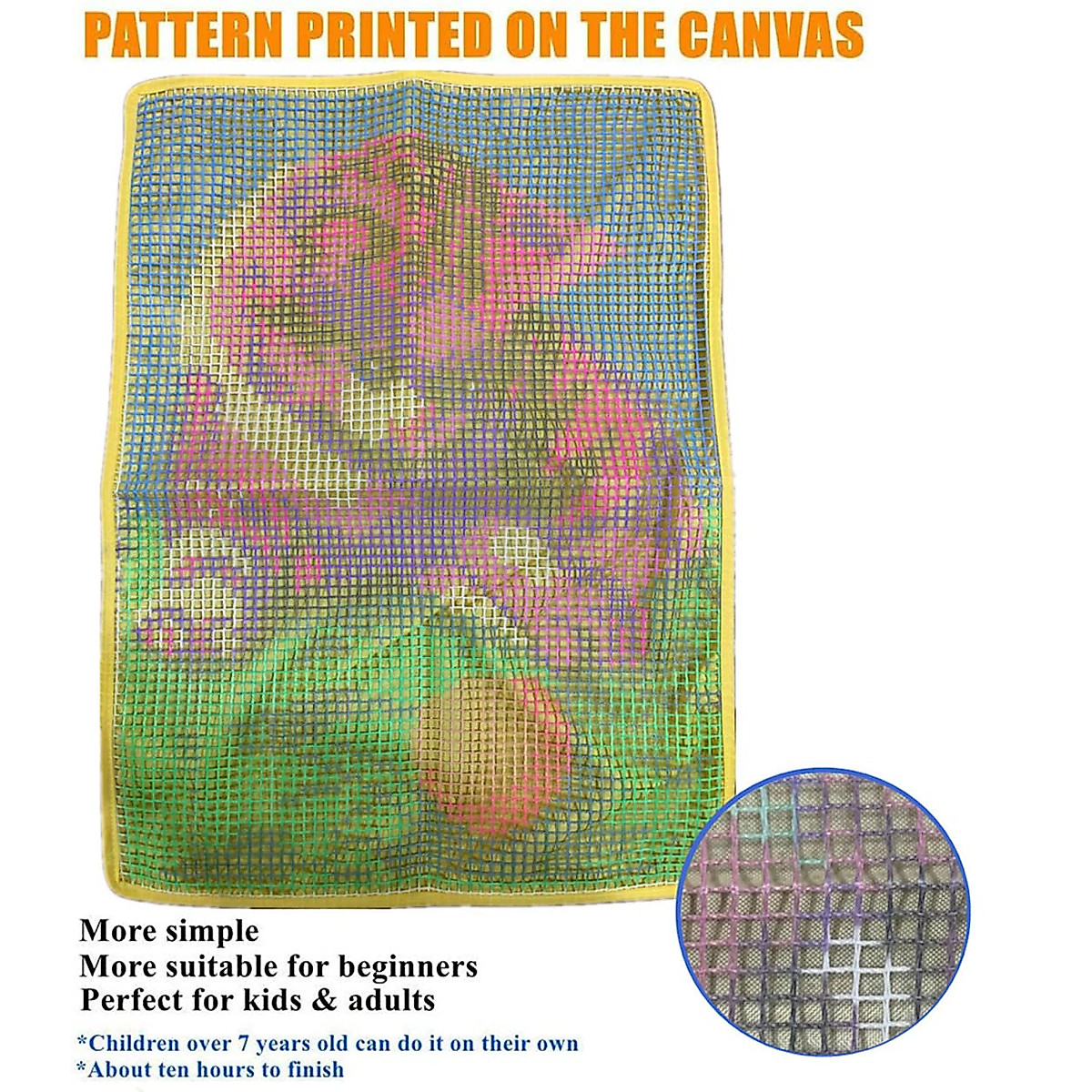 EMISTEM Latch Hook Kits for Adults - DIY Latch Hook Rug Kits for Kids, Crochet Kit for Beginners, Rug Making Kits with Printed Canvas, Gift Packaging. (Cute Cat with Baseball, 15x21)