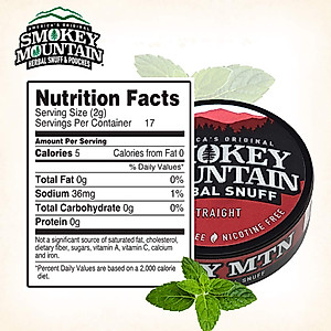 Smokey Mountain Herbal Long Cut – Straight – 1 Can - Tobacco Free and Nicotine Free Snuff