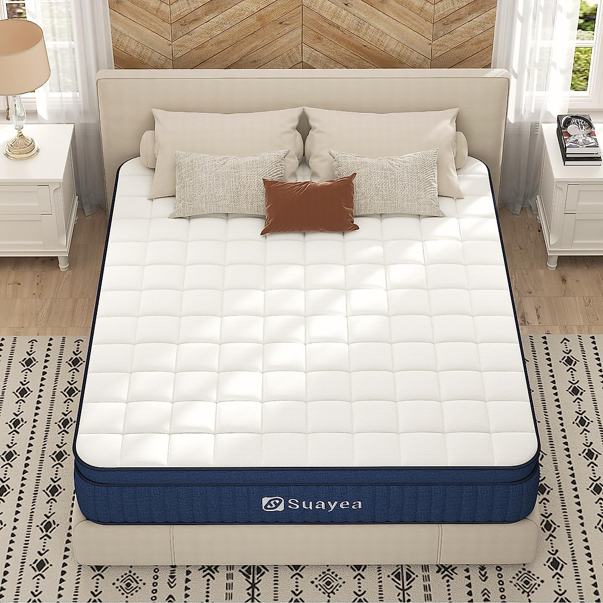 Queen Mattress, 12 Inch Queen Size Mattress in a Box, Hybrid Mattress Queen Size, Ultimate Motion Isolation with Gel Memory Foam and Pocket Spring, Medium Firm, Edge Support