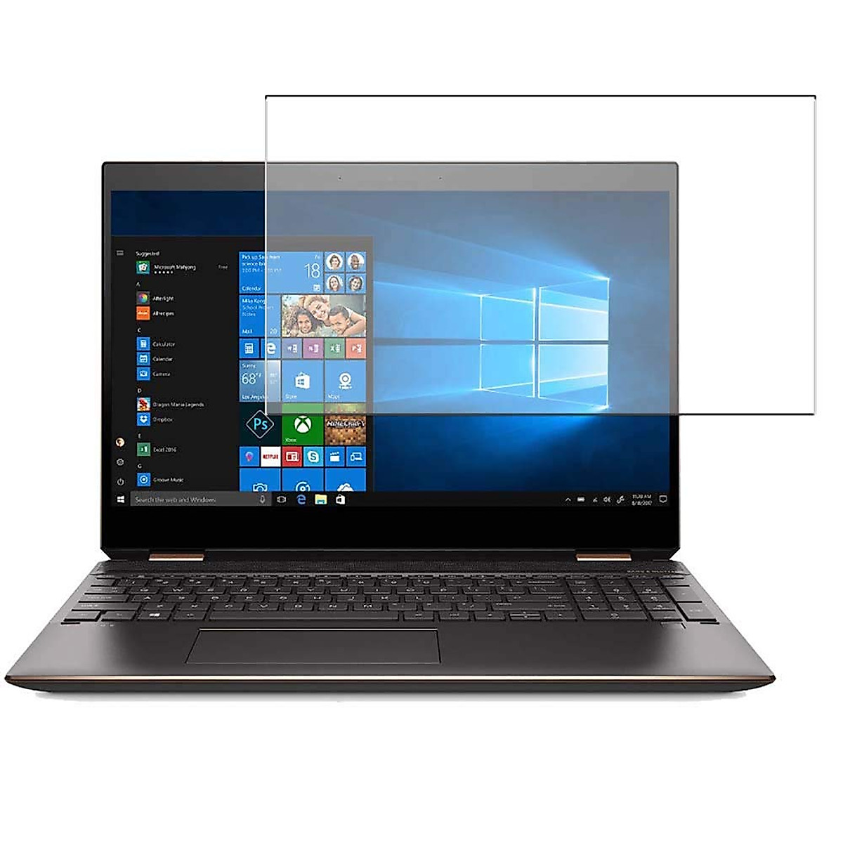 Puccy Anti Blue Light Tempered Glass Screen Protector Film, compatible with HP Spectre x360 15-df0009TX 5KU78PA-AAAA 15.6" （Active Area Cover Only） Protective Protectors Guard