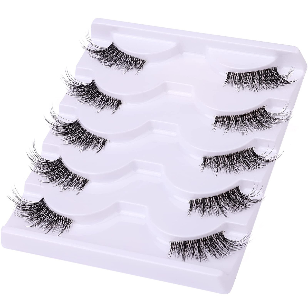 Half Lashes Lashes Natural Look Wispy 3/4 False Eyelashes Fluffy Clear Band False Cat Eye Lashes that Look Like Extensions Soft Handmade Reusable Lashes Pack