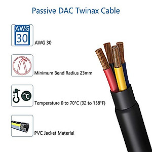 QSFPTEK 10G SFP+ DAC Cable, 1m (3ft) Passive Direct Attach Copper Twinax Cable for Cisco SFP-H10GB-CU1M, Ubiquiti, D-Link, Netgear, Mikrotik, Open Switch Devices
