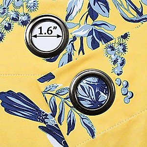 Lush Decor, Yellow and Blue Farmhouse Bird and Flower Insulated Grommet Blackout Window Curtain Panel Pair, 95'' x 38', 95 in x 38