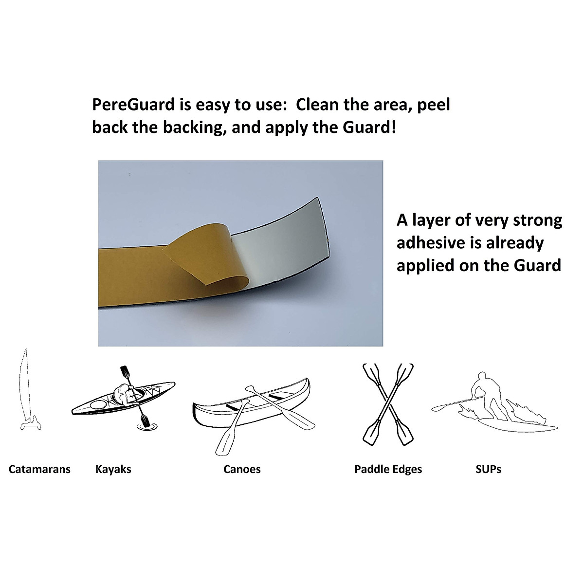 PereGuard Kayak Keel Guard 2" Width Black (10 feet) Kayak Canoe Protective Guard Abrasion Resistance