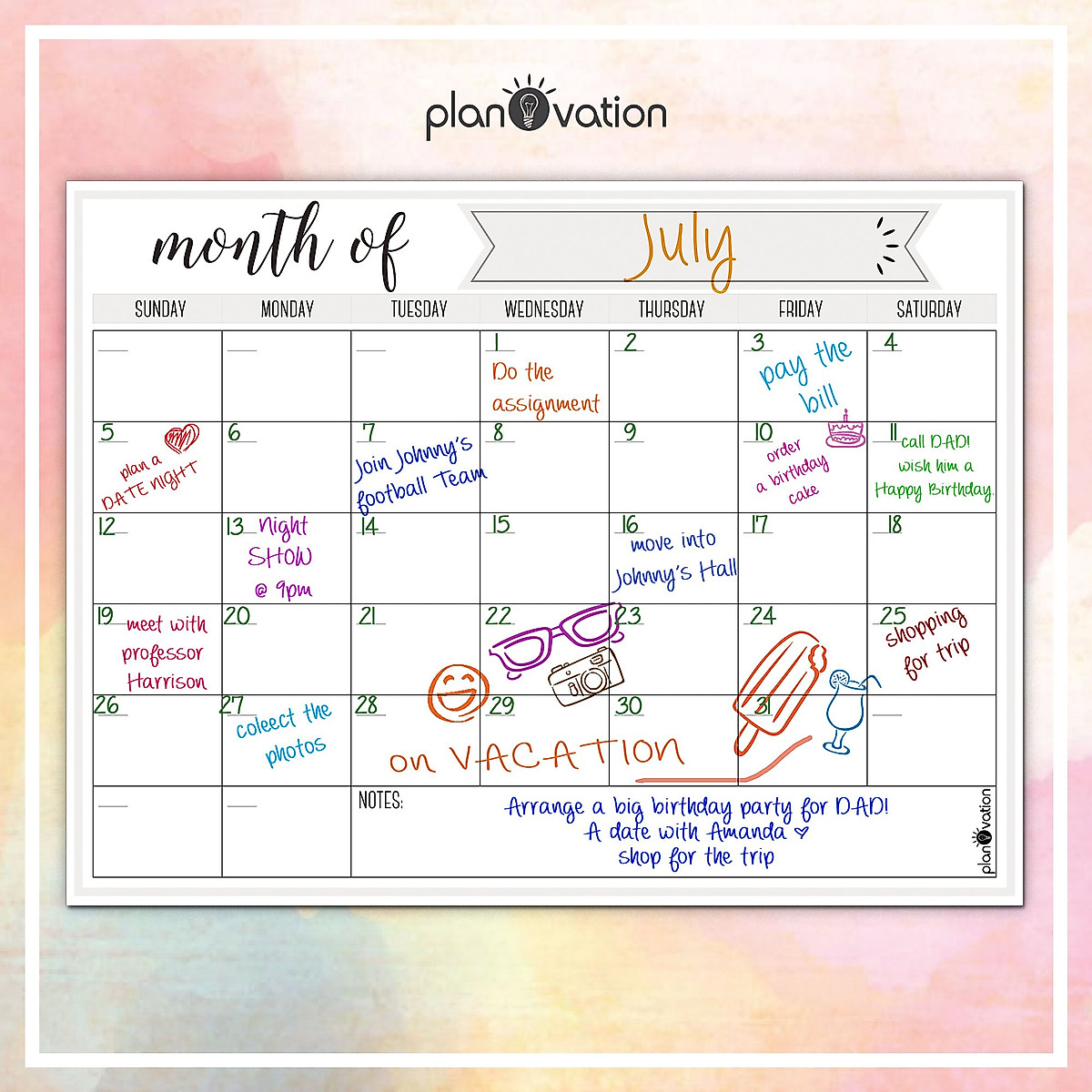 Magnetic Dry Erase Refrigerator Calendar by planOvation | Large Calendar Whiteboard Monthly Planner Magnet. (Grey)