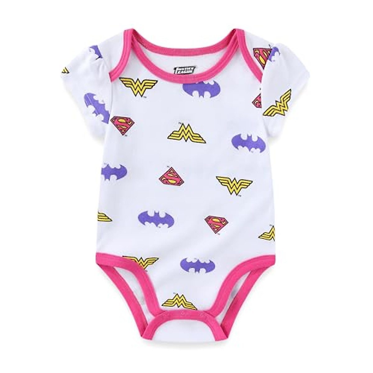 WARNER BROS DC Comics Girls Short Sleeve Bodysuit 5 Pack for Newborn and Infant