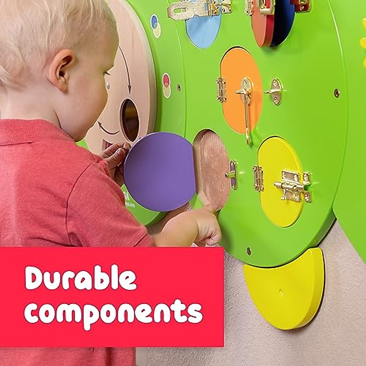 SPARK & WOW Caterpillar Activity Wall Panels - Ages 18m+ - Montessori Sensory Wall Toy - 8 Activities - Busy Board - Toddler Room Decor