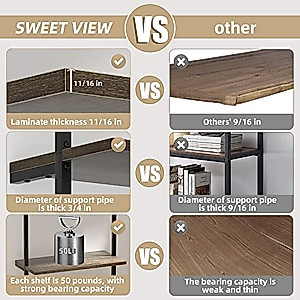 Bevfint 5-Tier Industrial Ladder Shelf Rustic Wall Mounted Metal Frame Bookcases, Multi-Use Open Bookshelf for Storage Organizer Plants Rack for Office and Home, Living Room, Bedroom