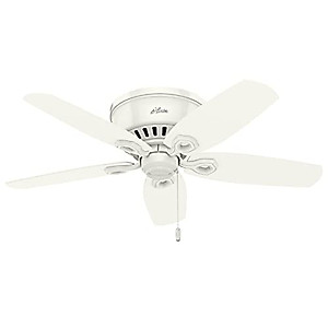 Hunter Fan Company, 51090, 42 inch Builder Snow White Low Profile Ceiling Fan with LED Light Kit and Pull Chain