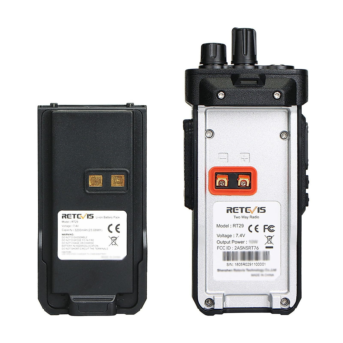 Retevis RT29 Two Way Radio, Heavy Duty 2 Way Radio, Walkie Talkies Long Range Rechargeable with 3200mAh, Fall-Resistant, for Construction School(6 Pack)