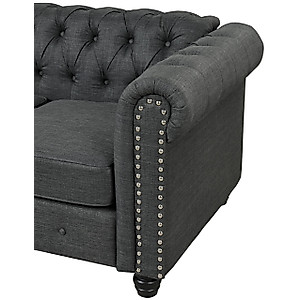 US Furnishing Living Room, Chair for Living Room Furniture Sets, Linen Fabric, Dark Grey (Chair)