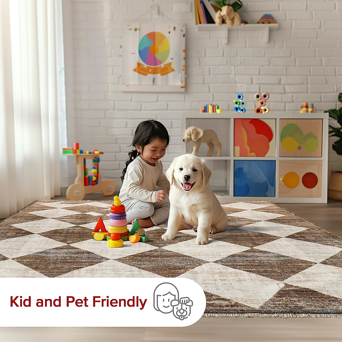 nuLOOM Fringed Performance Indoor Area Rug, Power Loomed, Easy Clean, Durable, Non-Shed, 12' x 16', Meline Beige