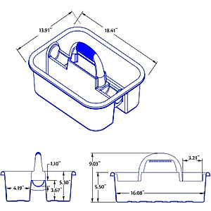 Akro-Mils 09185 Plastic Tote Tool & Supply Cleaning Caddy with Handle, (18-3/8-Inch x 13-7/8-Inch x 9-Inch), Blue (09185BLUE)