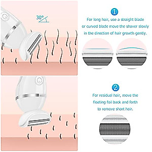 MHSY Electric Razor for Women, 3 in 1 Womens Shaver for Pubic Hair, Wet Dry Hair Removal Cordless Bikini Trimmer for Legs Underarms and Bikini Line Painless USB Rechargeable Lady Body Shaver