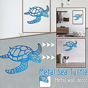 YUAKUOD Sea Turtle Wall Decor - Metal Sea Turtle, Metal Wall Art, 2021 Metal Wall Decor, Metal Turtle, Metal sea Life, Ocean Decor, Beach Decor, Unique Room Decor for Boys, Girls & Women (Blue)