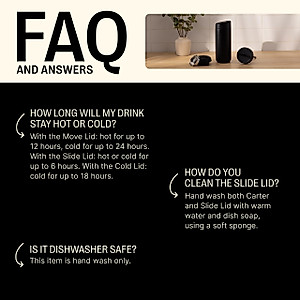 Fellow 16 oz Carter Bundle (3 in 1) Travel Mug with Slide-Lock, Move & Cold Lids with Straw - To-Go Coffee Tumbler, Ceramic Interior & Vacuum-Insulated Stainless Steel - Coffee Cups-Matte Black