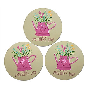 Novel Merk Mother~'s Day Refrigerator Magnets, Small Circle Flowers in Watering Can Design for Fridge, Gifts, Decor, & Party Favors (10 Pack), Pink, Green, Yellow, 3 Inch