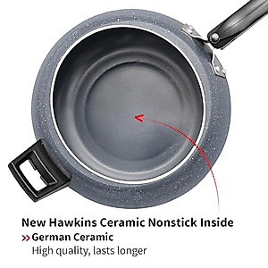 Hawkins 5 Litre Ceramic Nonstick Pressure Cooker, Induction Inner Lid Cooker, Granite Contura shaped Cooker, Best Cooker, Blue (ICC50)