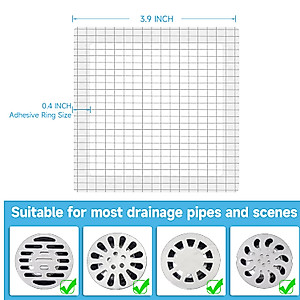 50 Pack, VIVIDLY Disposable Shower Drain Cover Hair Catcher Shower Drain Mesh Stickers, Bathroom, Laundry, Bathtub, Kitchen, Sink, Drain, for Human and pet Hair Catcher (Square 50 PCS)