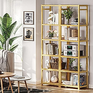 VIAGDO Bamboo Bathroom Shelf 6-Tier, 64.2" Height Narrow Shelving Unit, Multifunctional Storage Rack, Plant Stand Wood Corner Shelf for Kitchen, Livingroom, Hallway, Bathroom Storage Organizer Shelf