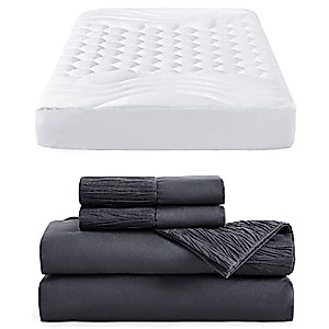 Bedsure White California King Mattress Pad Bundle California King Sheets Grey