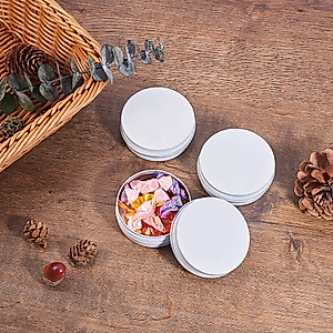 BENECREAT 14 Pack 2 OZ Tin Cans Screw Top Round Aluminum Cans Screw Lid Containers - Great for Store Spices, Candies, Tea or Gift Giving (White)