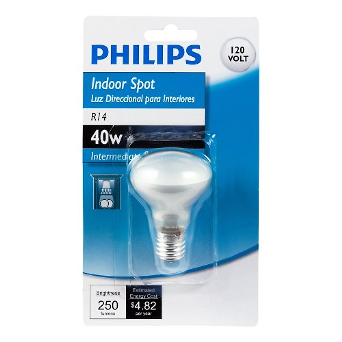Philips 415398 Indoor Spot Light 40-Watt R14 Intermediate Base Light Bulb, 1 Count (Pack of 1), Incandescent