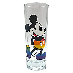 Jerry Leigh Rainbow Mickey Mouse Collectible Tall Shot Glass, Gay Pride Flag Themed Miniature Adult Drinking Glasses, Disney Vacation Souvenirs, Unique Gifts for Men and Women