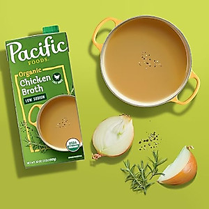 Pacific Foods Low Sodium Organic Free Range Chicken Broth, 32 oz Carton (Case of 12)