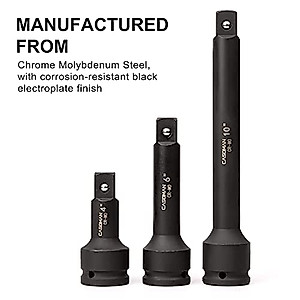 CASOMAN 3/4” Drive Impact Extension Bar, Cr-Mo Steel,3-Piece Set 4”, 6”, 10” ext. bar