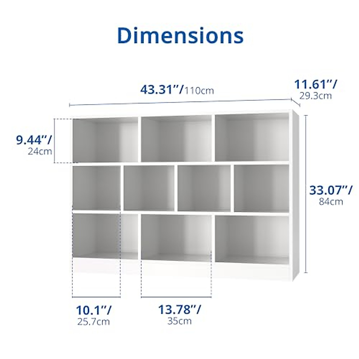 Cozy Castle White Bookshelf, 3-Tier Open Shelf Bookcase, 10 Cube Storage Organizer with Anti-Tilt Device, Freestanding Book Storage Shelves for Bedroom, Living Room