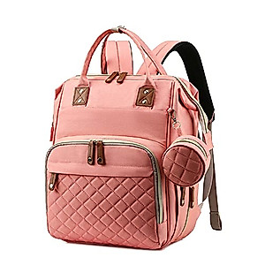 TUTCHY Baby Diaper Bag Backpack With Changing Station Pad, 3 In 1 Diaper Backpack For Dads and Mums, Large Waterproof Travel bag (Pink)
