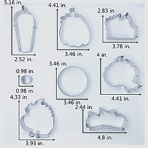 LILIAO Fall/Autumn Cookie Cutter Set - 8 Piece - Pumpkin, Pumpkin Spice Latte, Pie Slice, Donuts, Tall Pumpkin and Cinnamon - Stainless Steel - By Janka