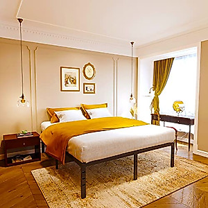 Vengarus 18 Inch Metal Platform King Size Bed Frame,Steel Slat Support,No Box Spring Needed,Easy Assembly,Underbed Storage,Noise Free, Non-Slip Mattress Foundation,King Bed Frame,Black