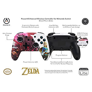 PowerA Enhanced Wireless Controller for Nintendo Switch - Blood Moon Zelda, Nintendo Switch Lite, Gamepad, Game Controller, Bluetooth Controller, Rechargeable - Nintendo Switch
