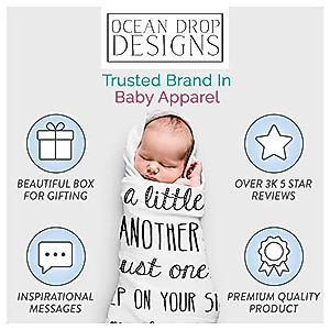 Ocean Drop 100% Cotton Muslin Swaddle Baby Blanket – Hold Me Black Quote with Gift Box for Baptism, Christening Gift, Godson, Goddaughter, Neutral, Baby Shower – Super Soft, Breathable Large 47x47”