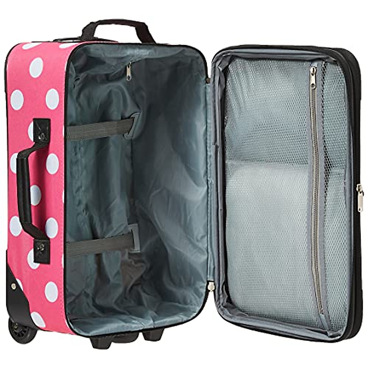 Rockland Fashion Softside Upright Luggage Set, Expandable, Pink Dots, 2-Piece (14/19)