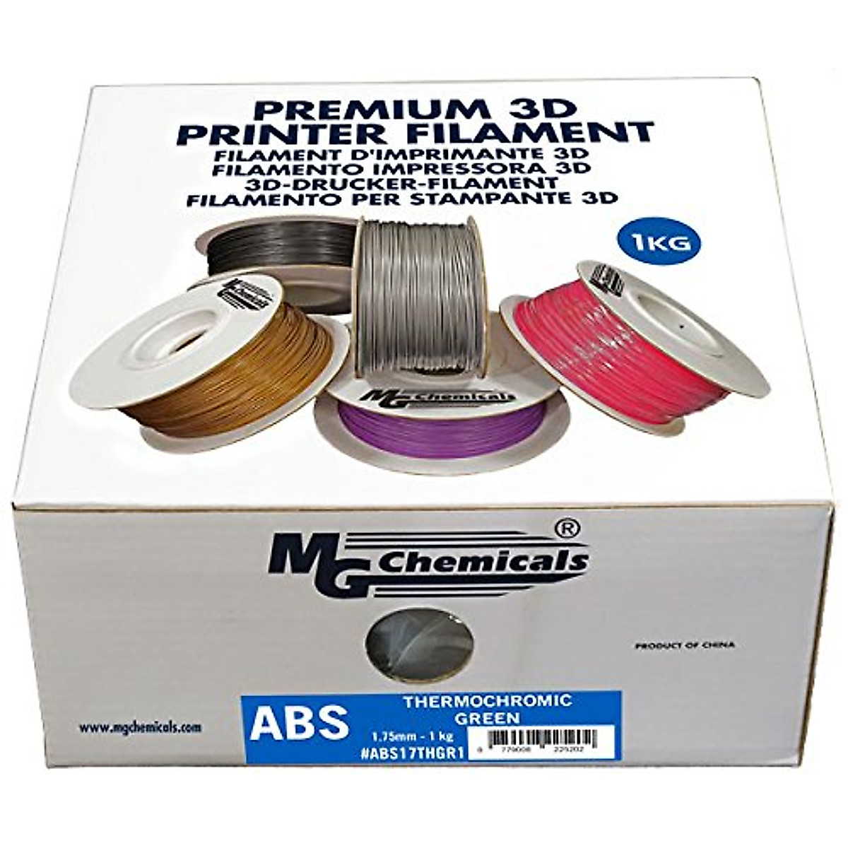 MG Chemicals - ABS17THGR1 Thermochromic Color Changing Green ABS 3D Printer Filament, 1.75 mm, 1 kg Spool
