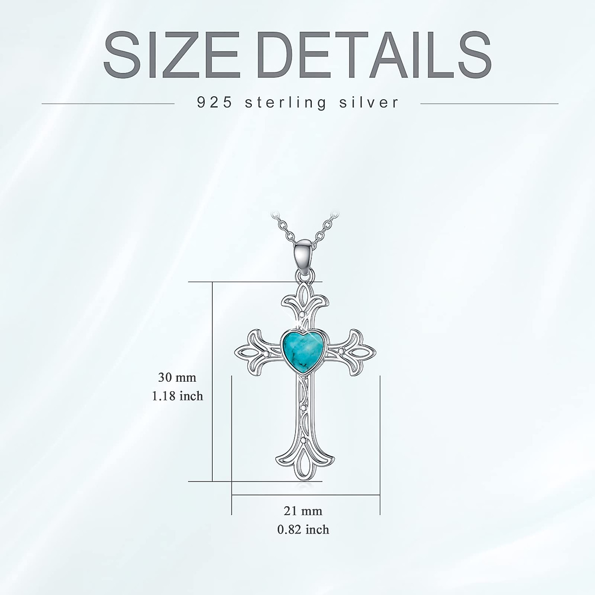 BETHZA Turquoise Cross Necklace for Women 925 Sterling Silver Real Turquoise Filigree Cross Pendant Religious Jewelry Gifts for Wife Girlfriend