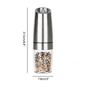 SAVORLIVING Gravity Electric Pepper Grinder with Adjustable Coarseness,One Handed Operation Salt Mill Grinder